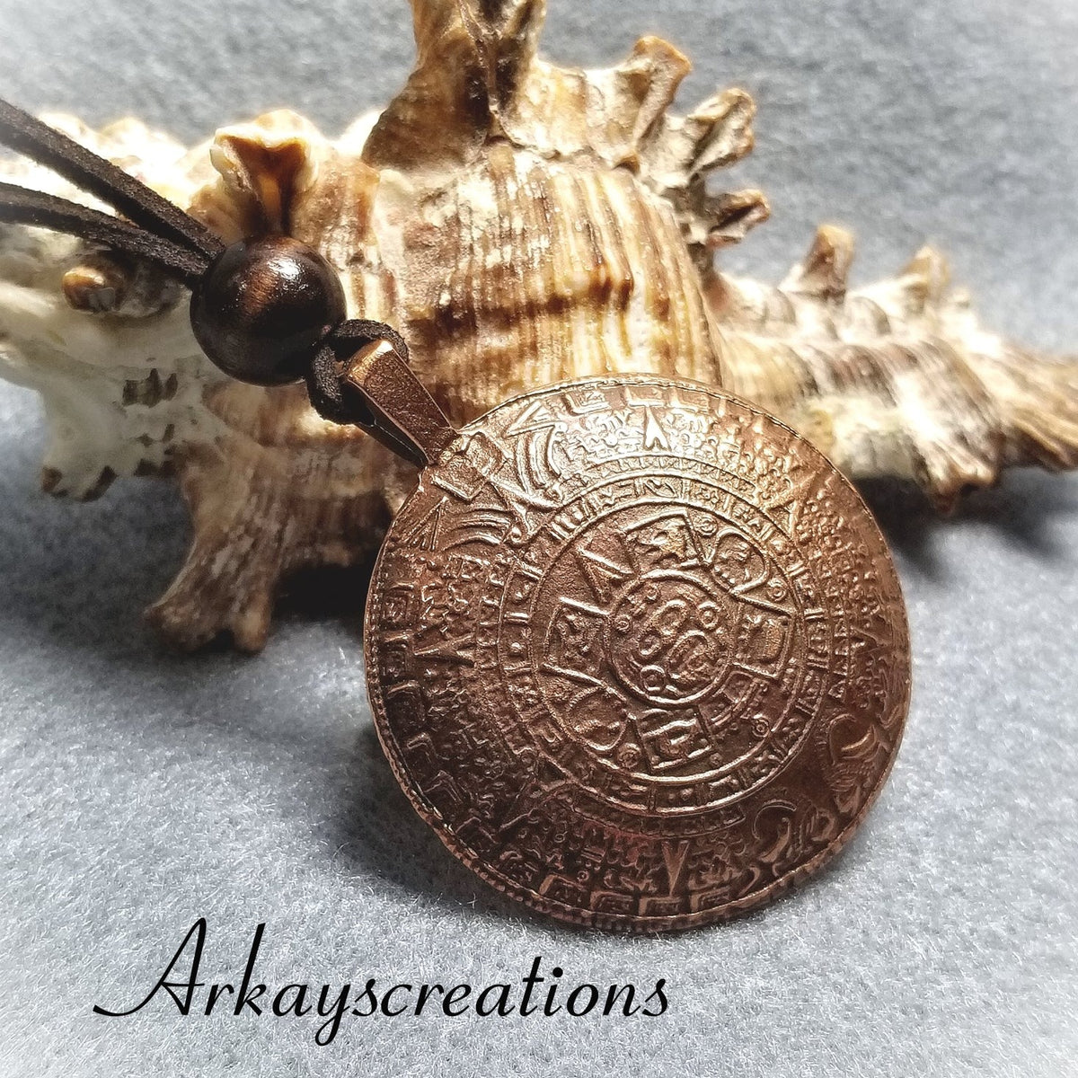 Aztec Calendar Pendant Necklace, Mayan Jewelry– Arkayscreations